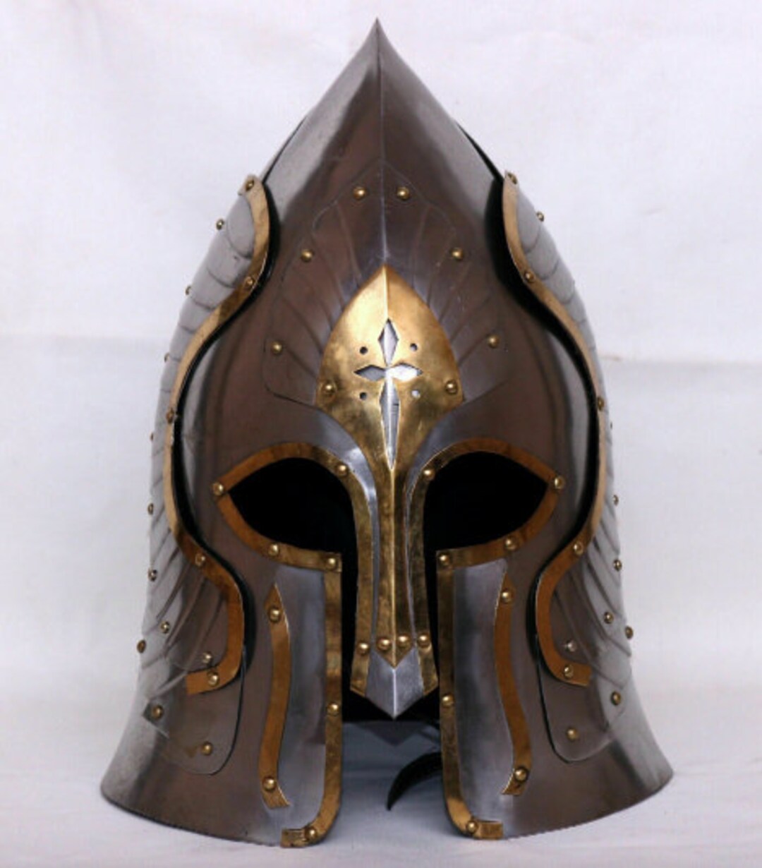 Medieval 18GA Steel & Brass Real Corinthian Helmet Lord of the Ring ...