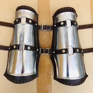 Steel Leather Medieval Bracers Fully Functional Forearm Guard Armour ...