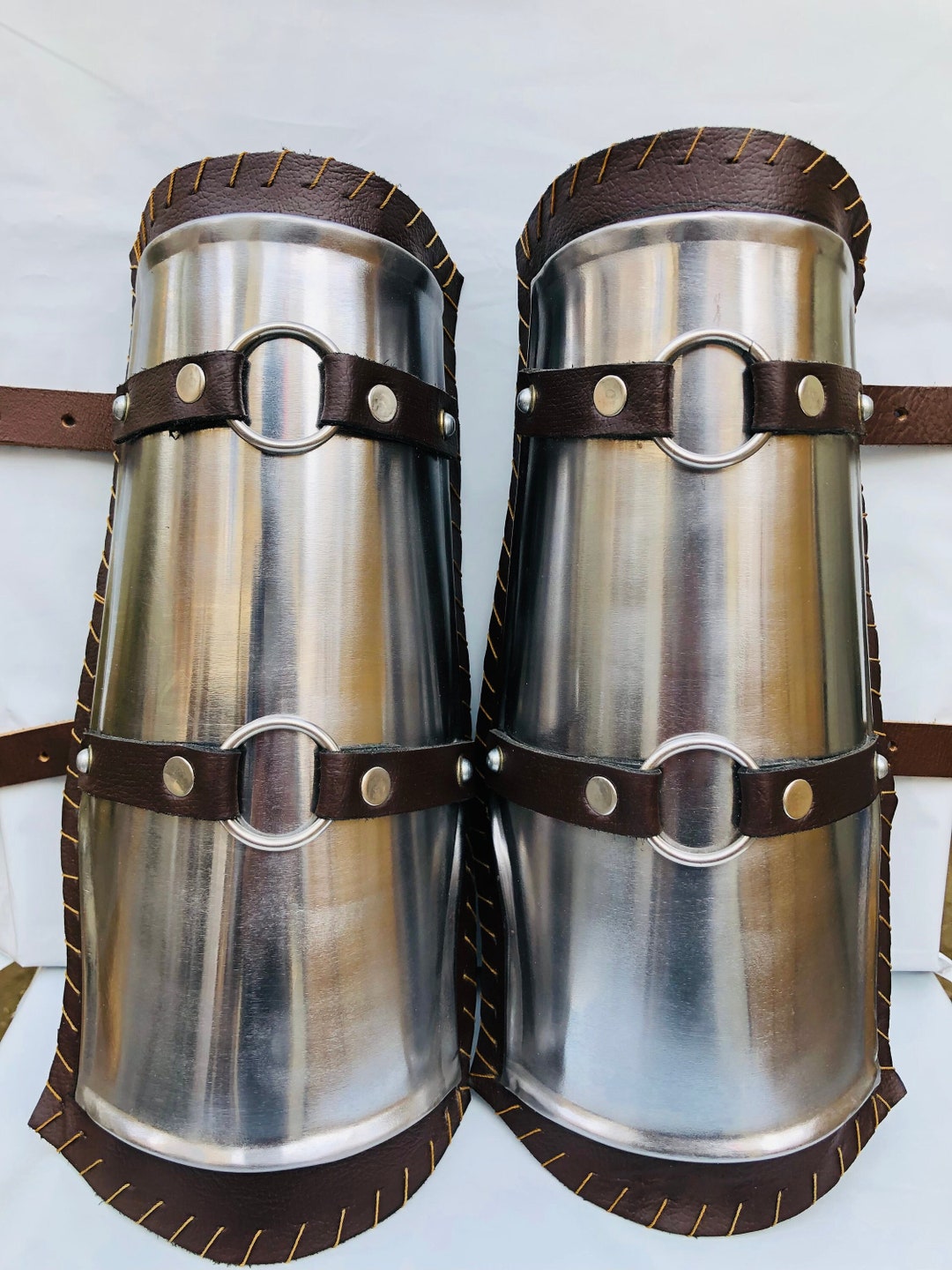 Steel Leather Medieval Bracers Fully Functional Forearm Guard Armour ...