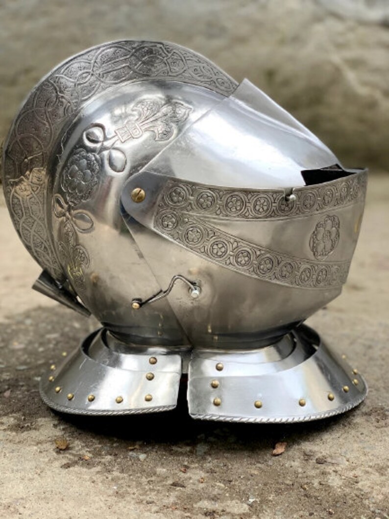 Medieval Steel Close Helmet Knight Armet Helmet With Face - Etsy