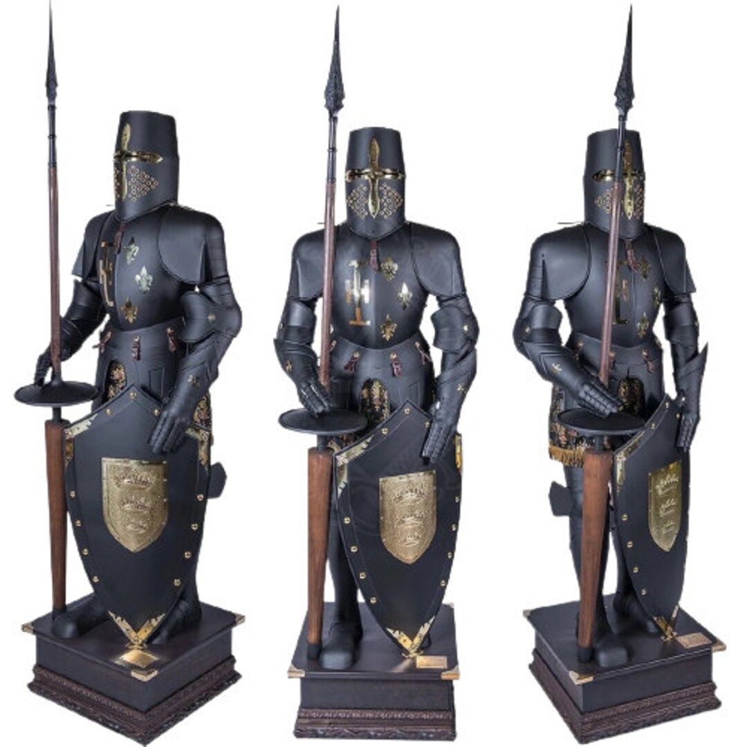 Medieval Black Armour Suit With Shield, Suit of Armor, Knight Armour ...