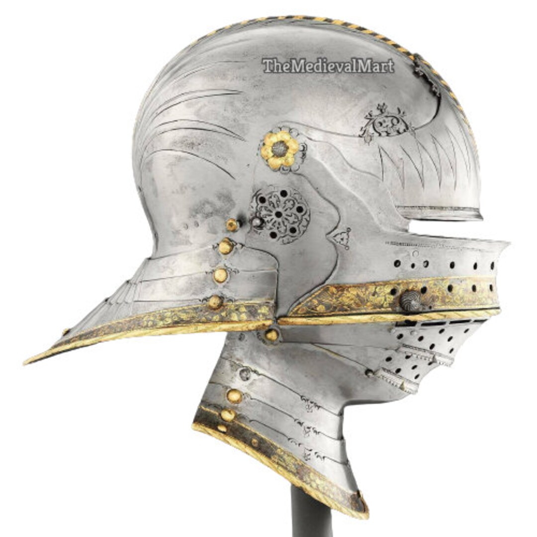Medieval German Sallet and Bevor of Maximilian Armor Helmet, Knight ...