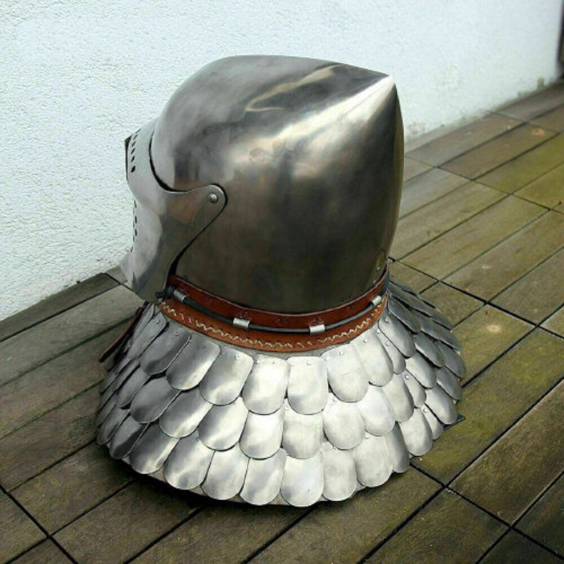 Medieval Bassinet Helmet With Neck Protection Knight Custom - Etsy
