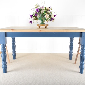 Bespoke Pine Top Table With Fluted Legs and F&B Painted Frame, 30/40mm ...