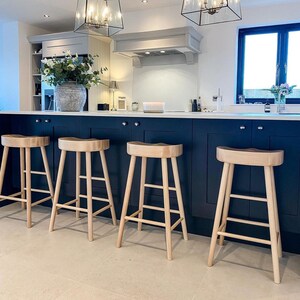 Shaker Style Quality Solid Wood Bum Bar Stool With Saddle Seat, Natural ...
