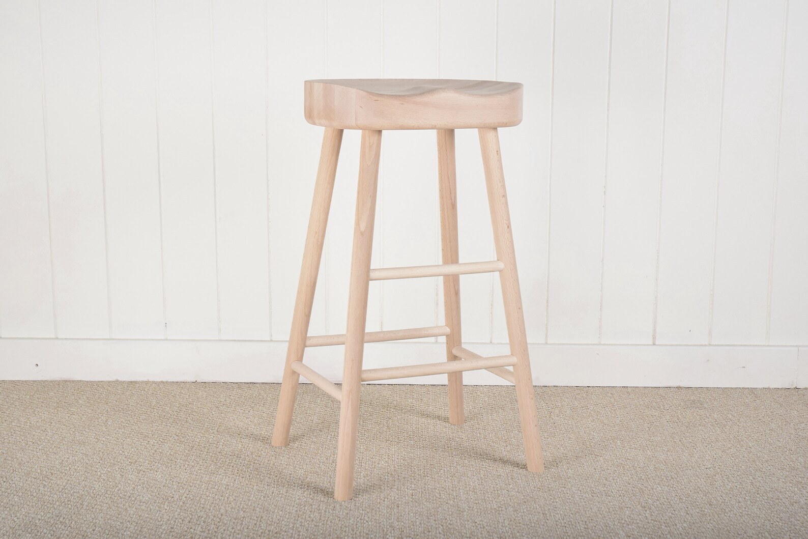 Shaker Style Quality Solid Wood Bum Bar Stool With Saddle - Etsy
