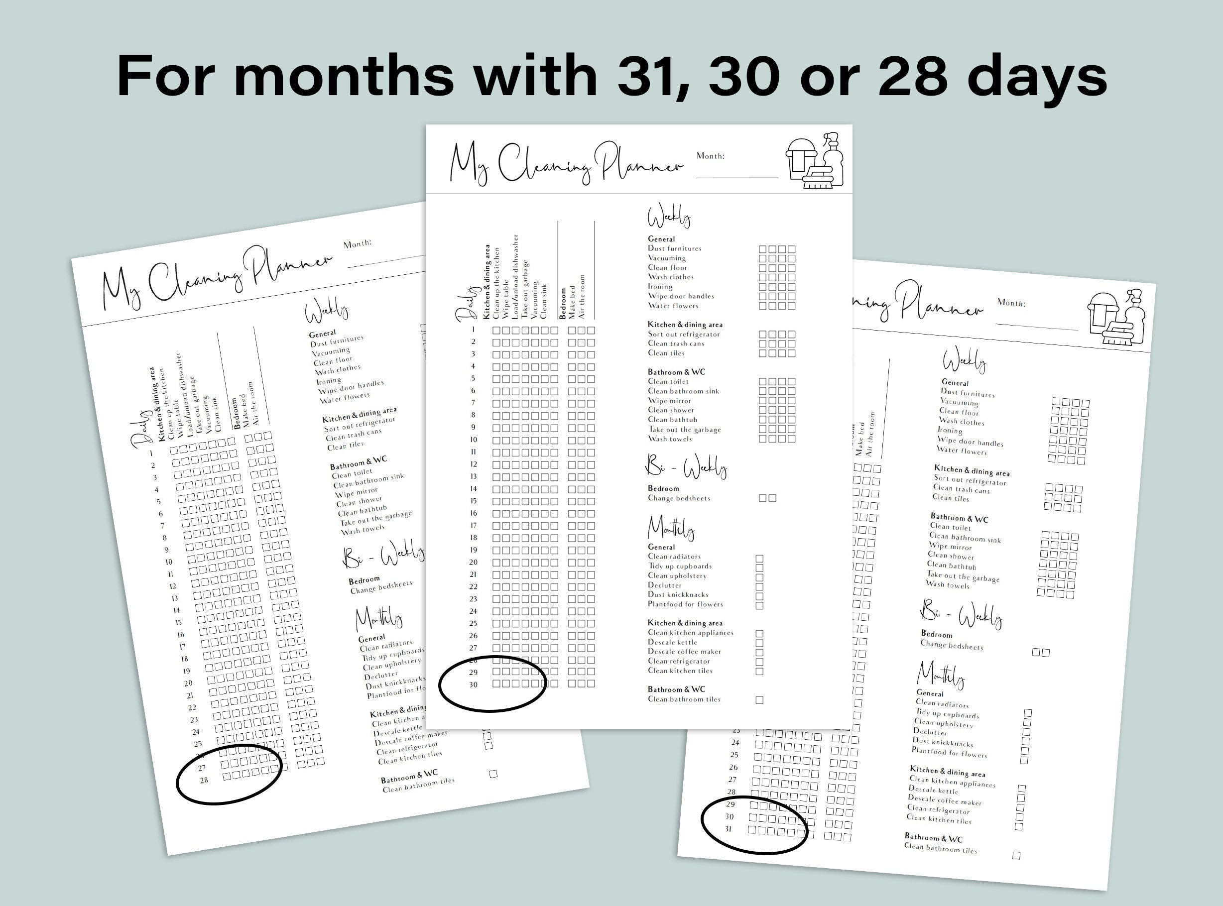 Cleaning Planner Instant Download Printable Filled in or Blank ...