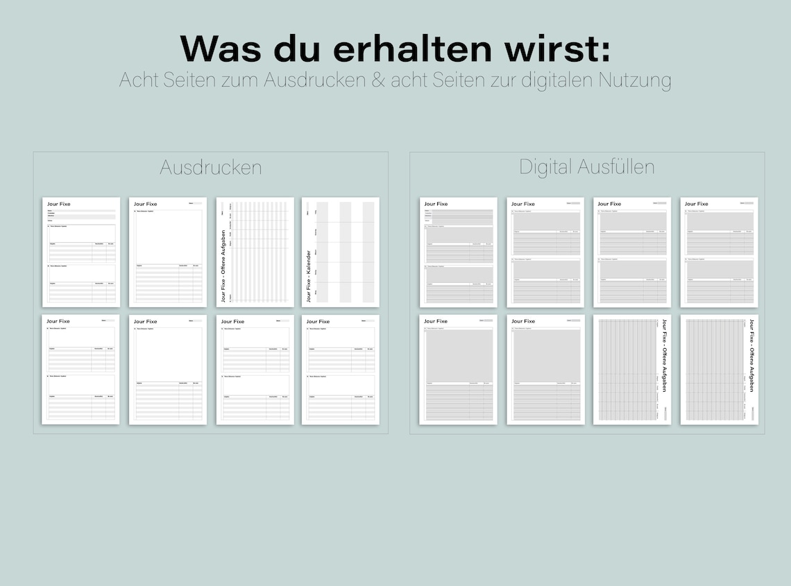 Jour Fixe Templates | Instant Download | Print Out or Fill Out ...