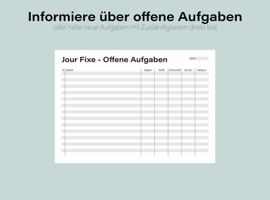 Jour Fixe Templates | Instant Download | Print Out or Fill Out ...