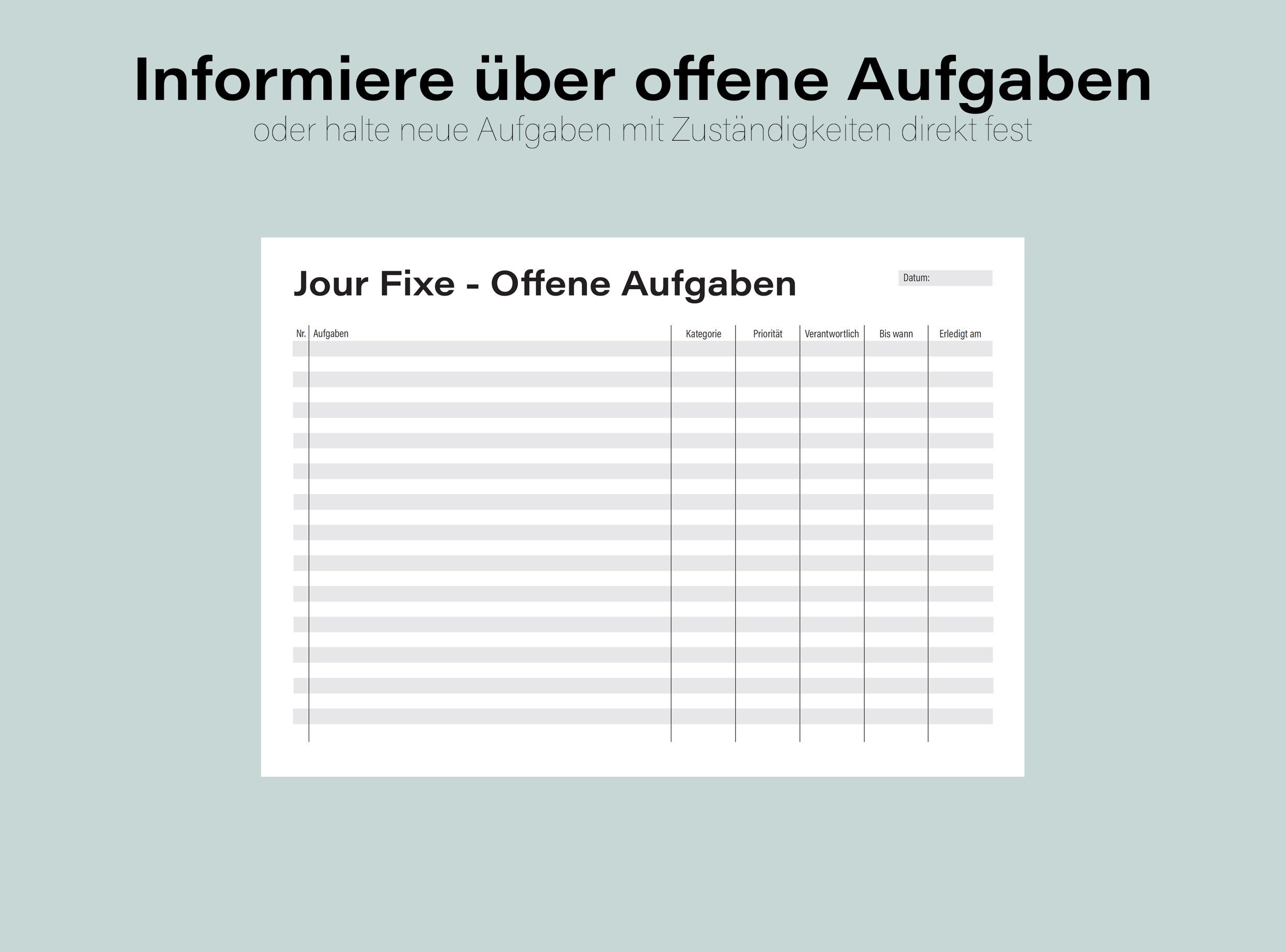 Jour Fixe Templates | Instant Download | Print Out or Fill Out ...