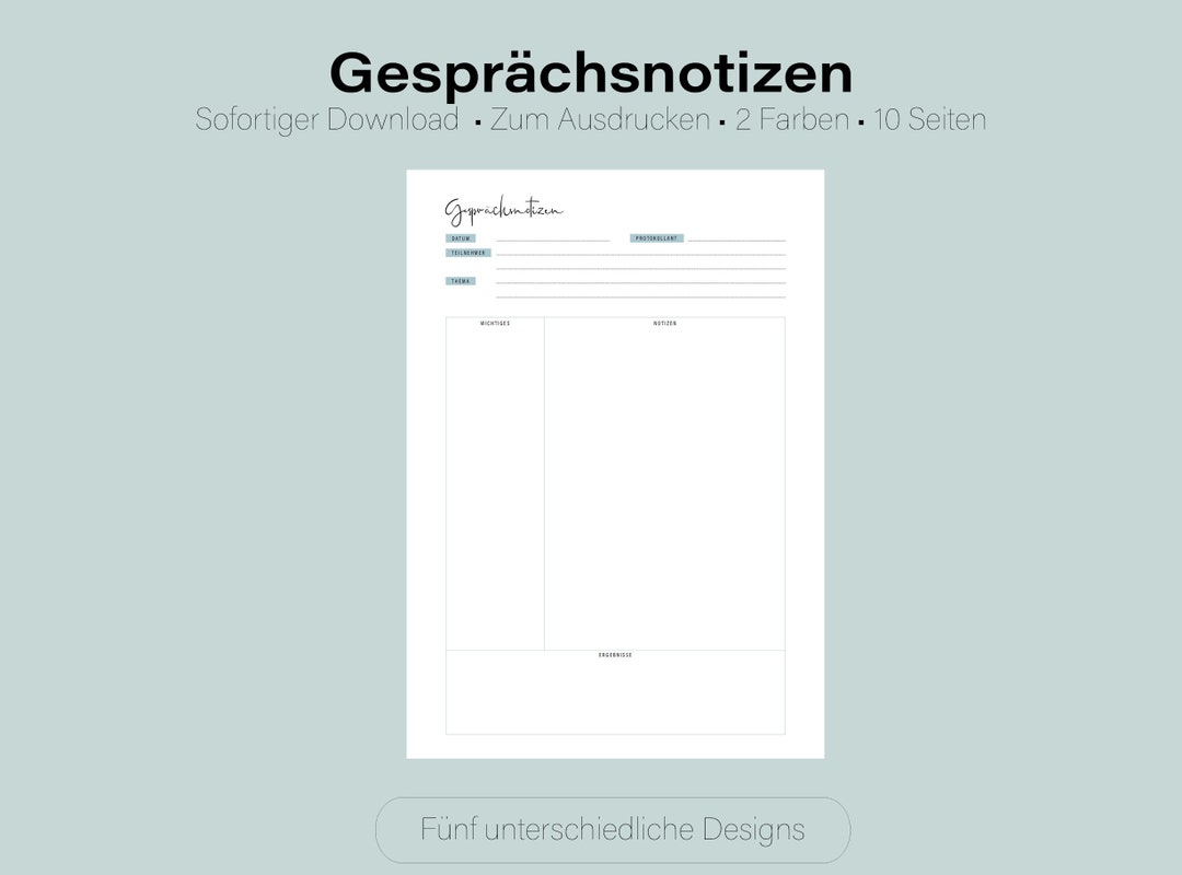 Conversation Notes Instant Download to Print A4, A5, US Letter Size ...