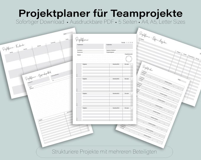 Project Planner for Team Projects | Instant Download | Printable PDF ...