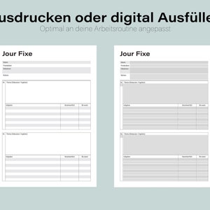 Jour Fixe Templates | Instant Download | Print Out or Fill Out ...