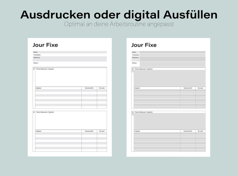 Jour Fixe Templates | Instant Download | Print Out or Fill Out ...
