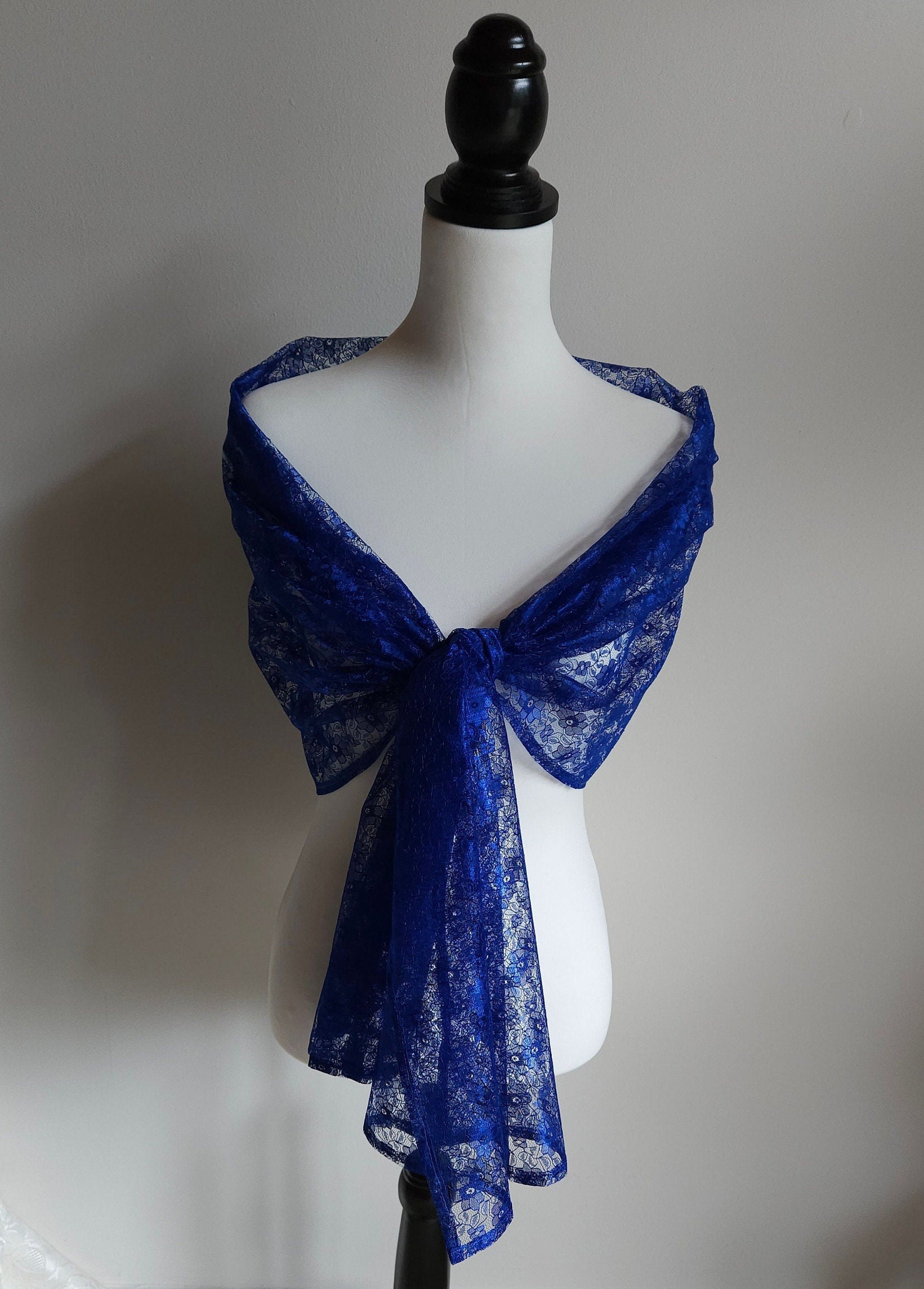 Royal Blue Lace Evening Wrap / Shawl for Weddings or Prom - Etsy