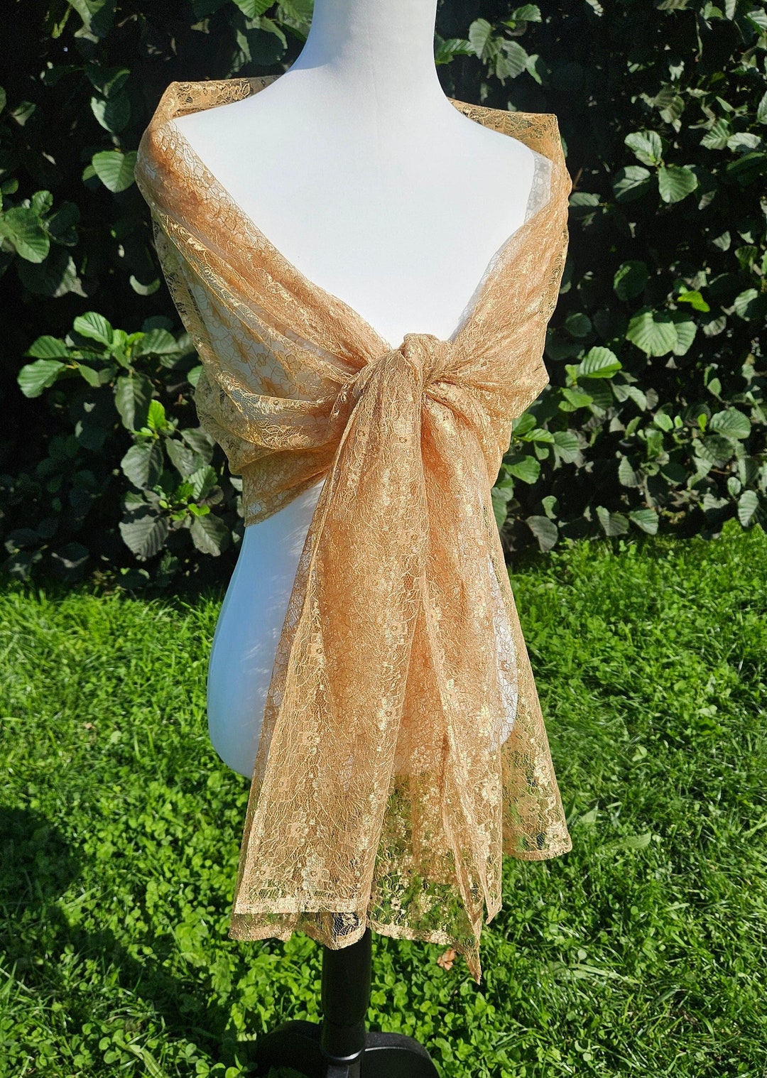 Antique Gold Lace Evening Wrap/ Shawl for Weddings or Prom - Etsy