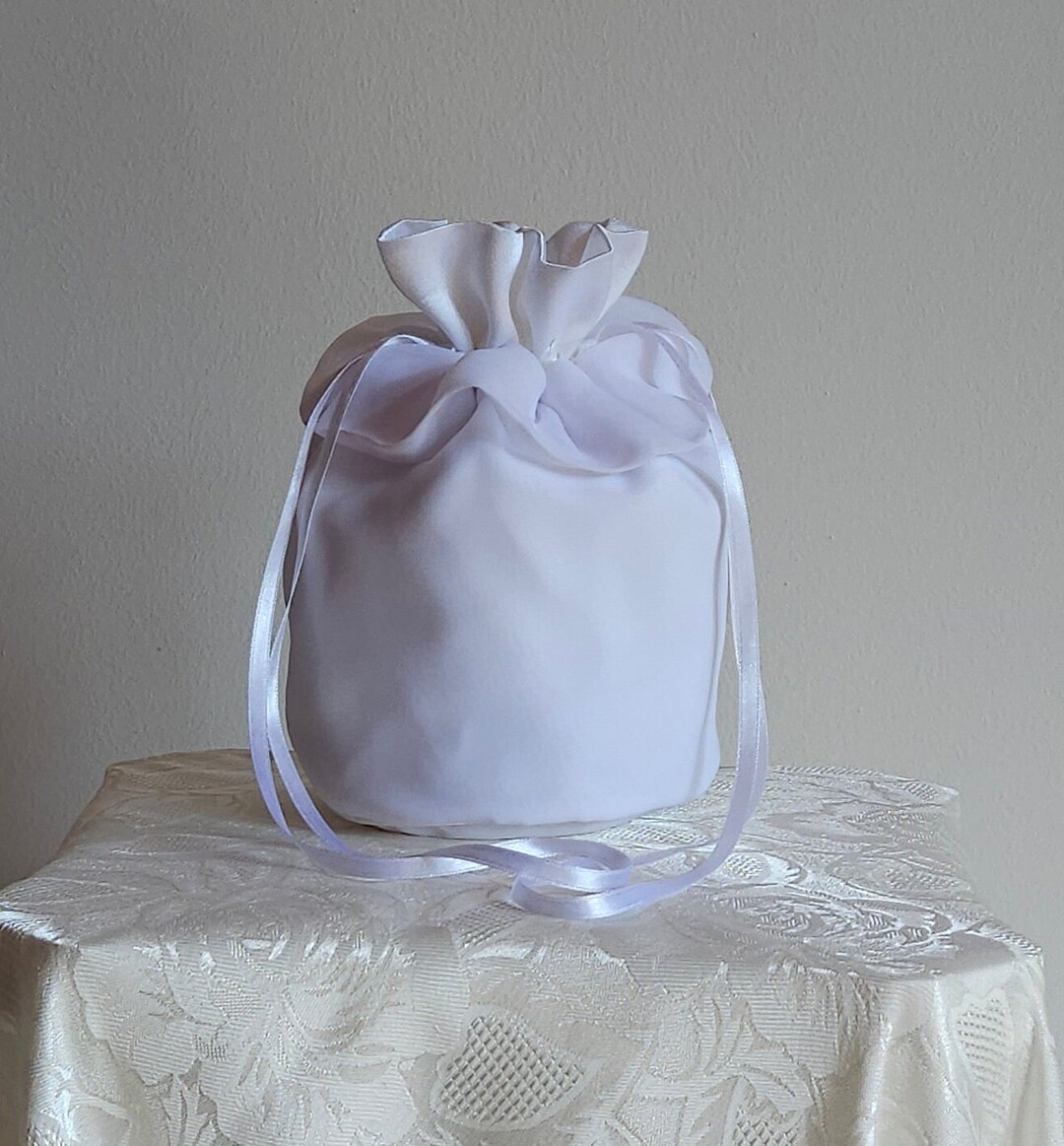 White Chiffon Wedding Day Bag Bridal Bridesmaids White Satin Bride Bag ...