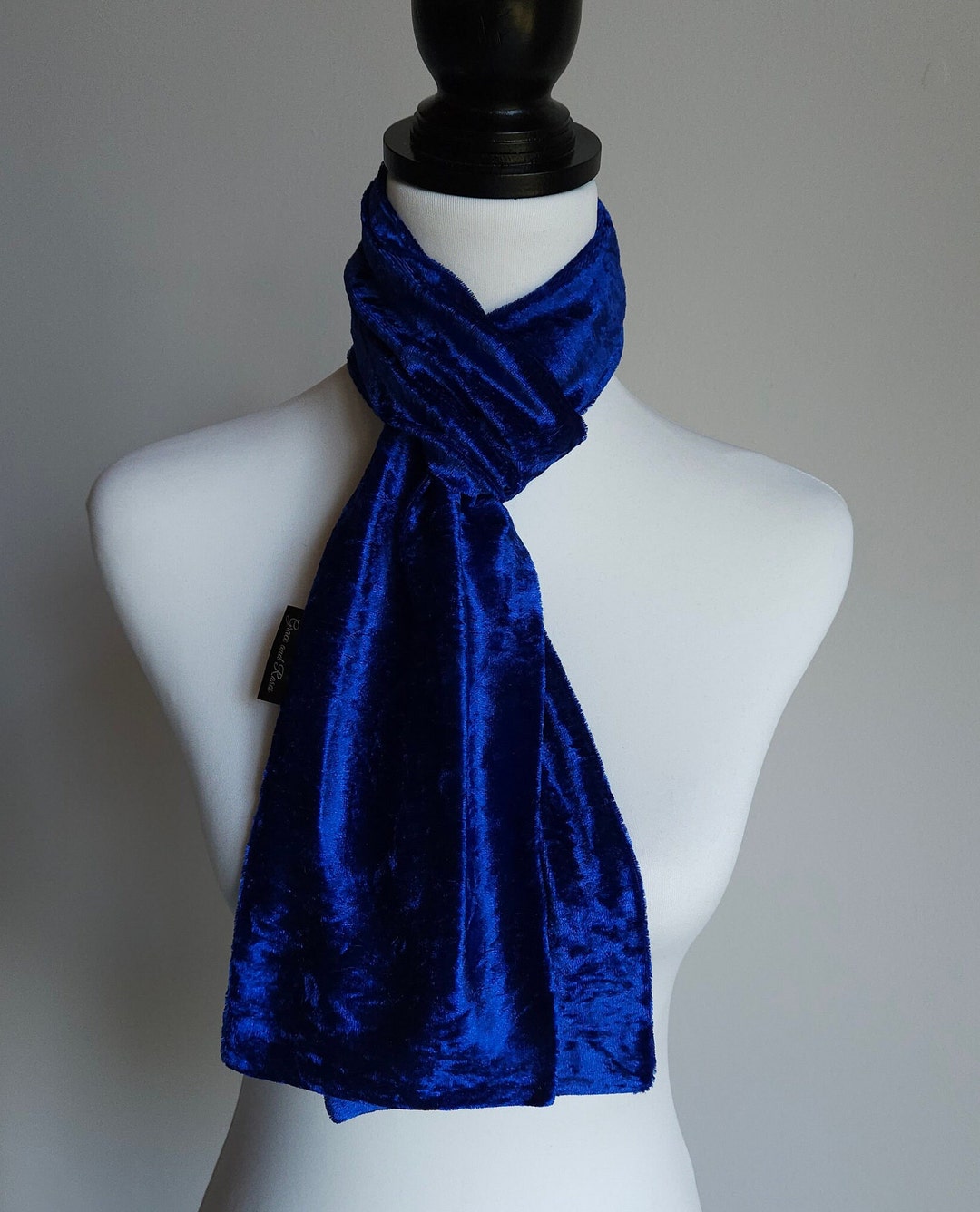Royal Blue Crushed Velvet Slim Neck Scarf Warm Neck Wrap - Etsy