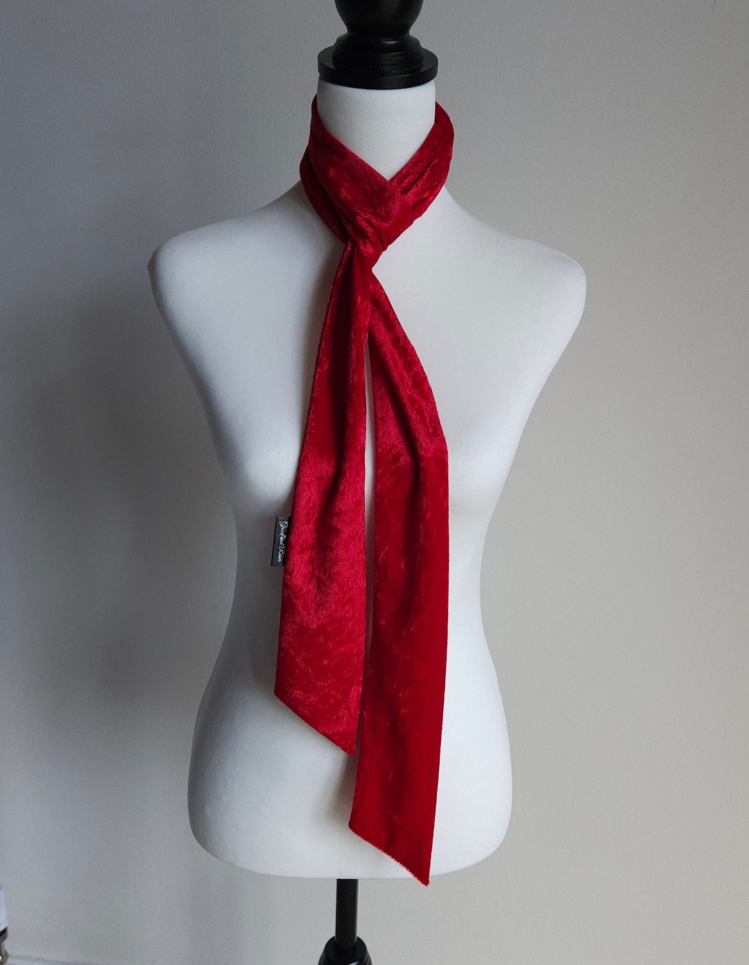 Stylish Bright Red Velvet Scarf Skinny Slim Neck Scarves Long Thin ...
