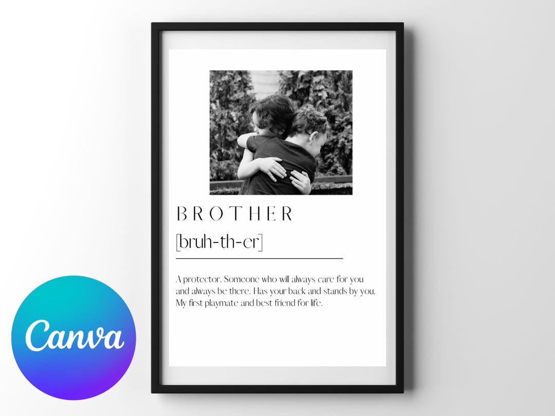 Gift for Brother Personalised Photo Print Wall Art Definition of ...