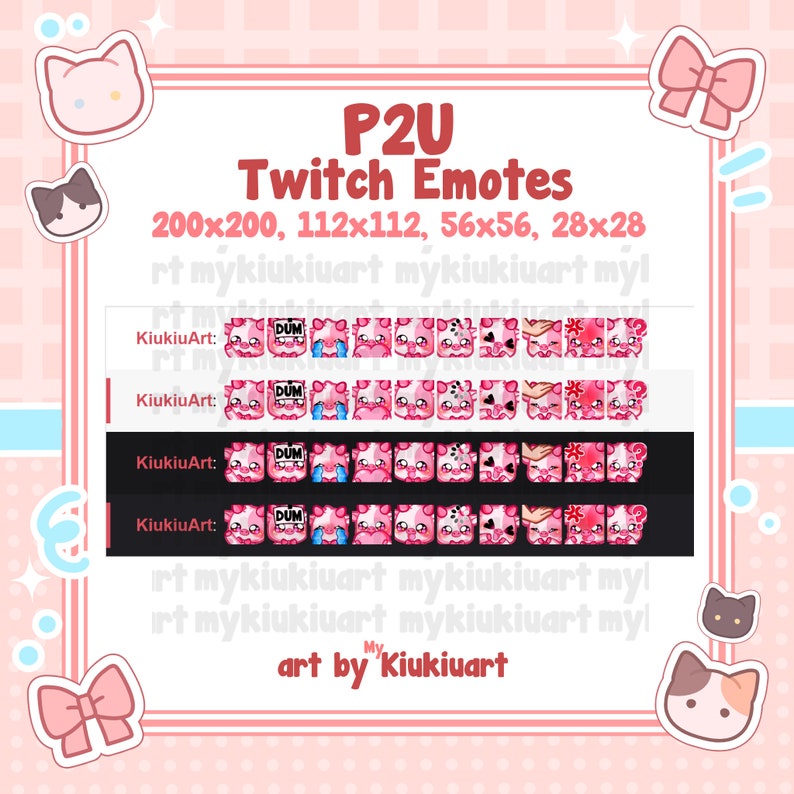 PINK COW P2U EMOTES for Twitch/discord/youtube Gaming Streaming Discord ...