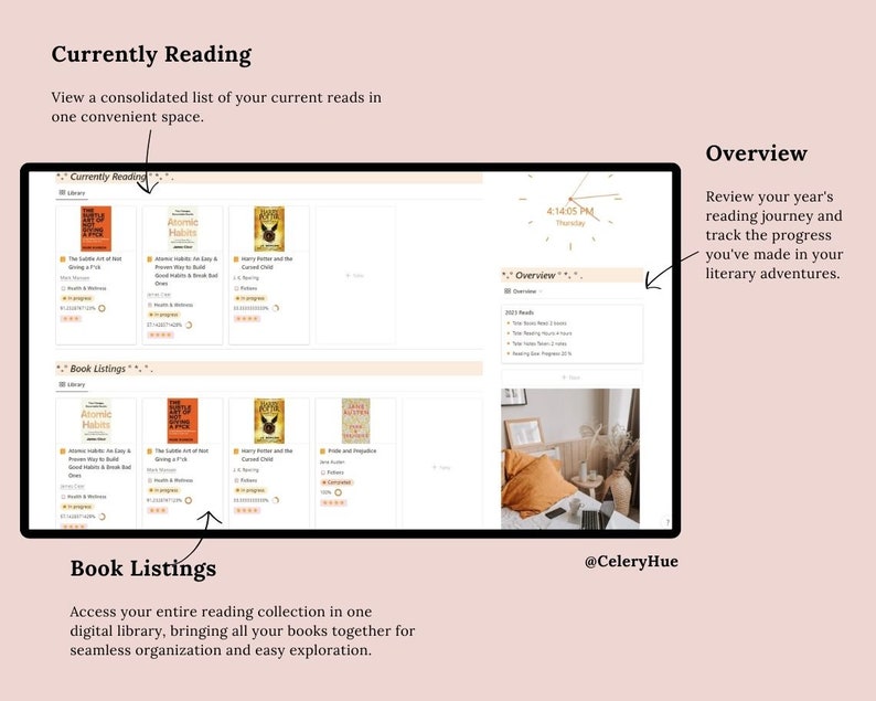 Notion Book Tracker Template Notion Reading Journal Notion Reading Tracker Notion Template