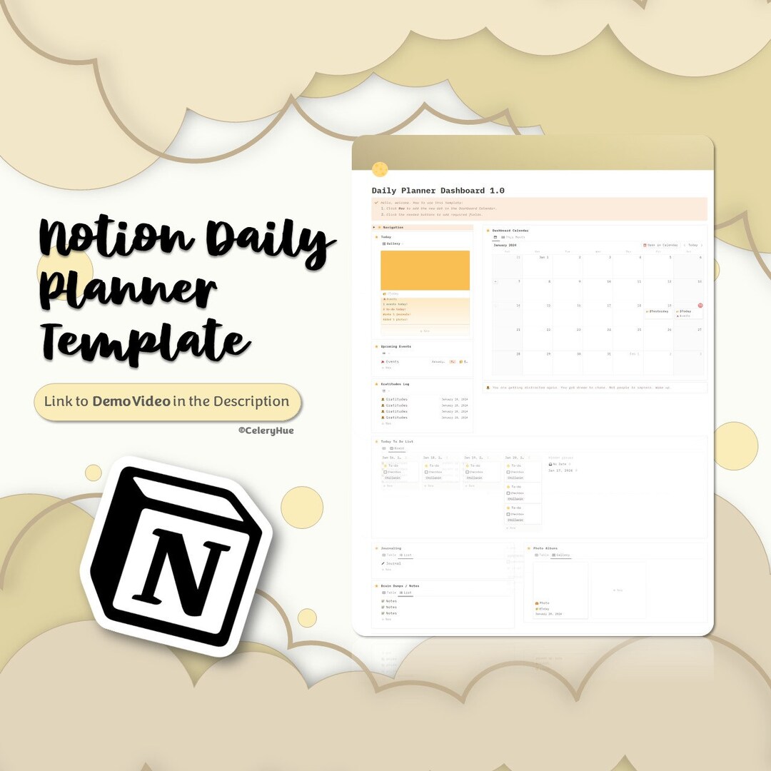 Notion Daily Planner Template, Notion Daily Journal, Notion Daily ...