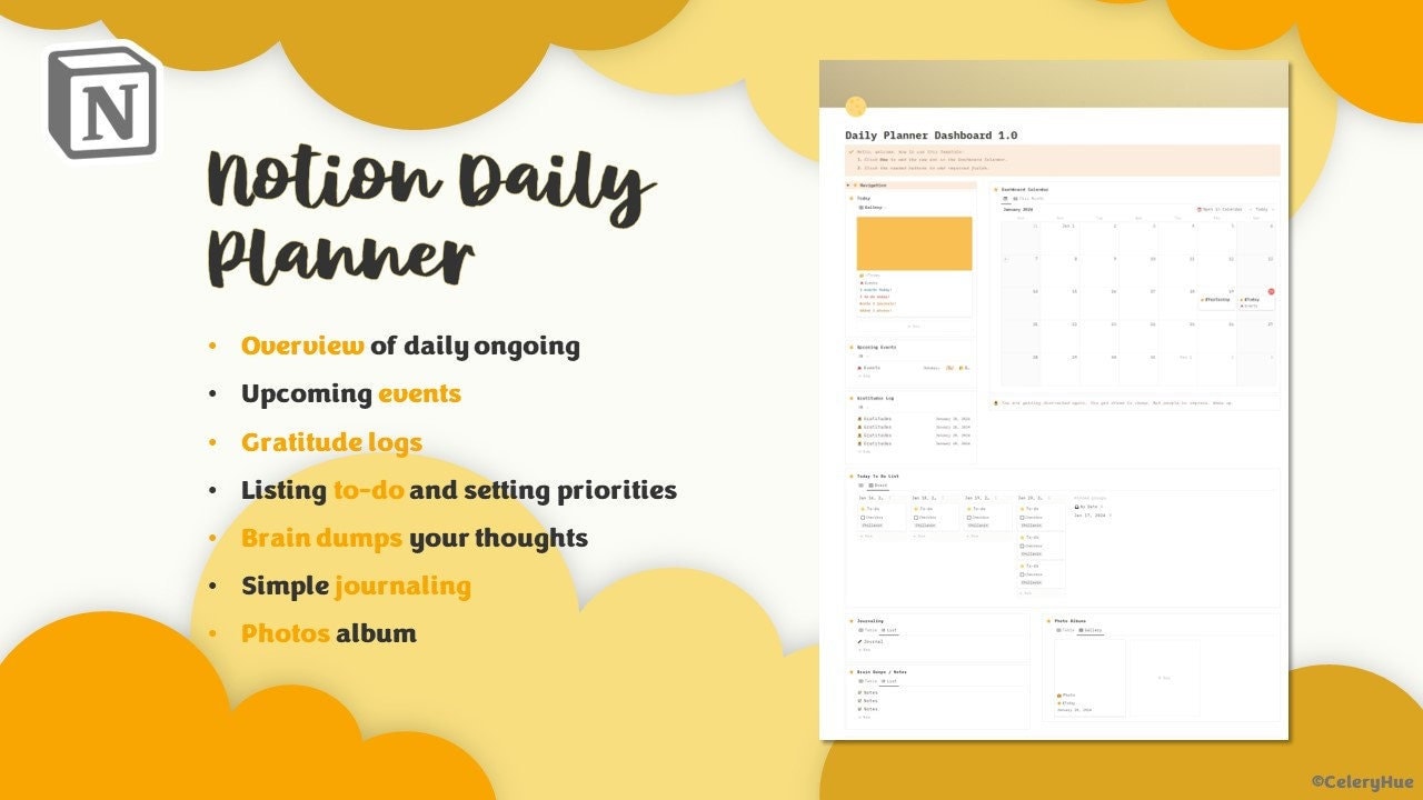 Notion Daily Planner Template, Notion Daily Journal, Notion Daily ...