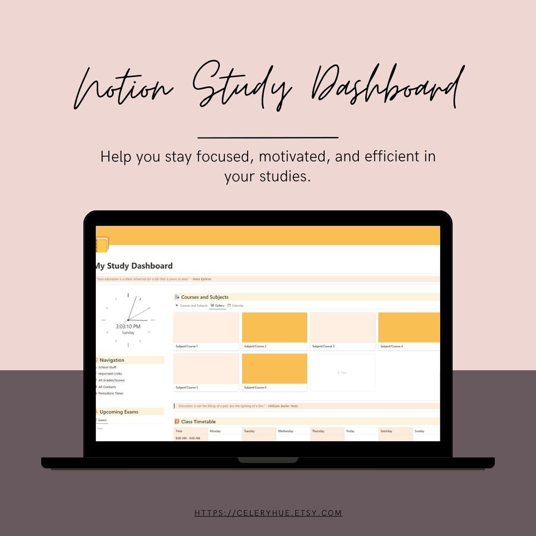 Notion Study Template Notion Study Dashboard Notion Template - Etsy