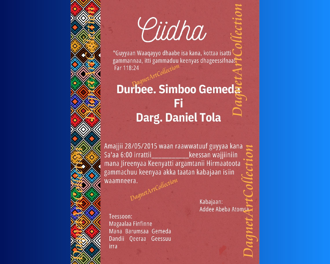 Ethiopian | Eritrean Wedding Invitation, Amharic, Tigrinya, Afan Oromo ...