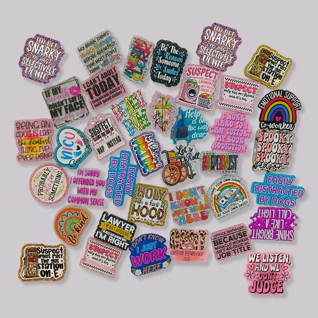 No Hole Acrylic Flat Saying Charms, Badge Reel, Magnet Making Supplies ...