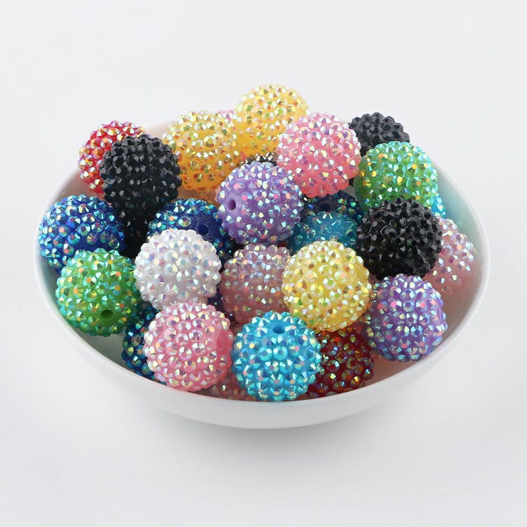20mm Rhinestone Bubblegum Beads,bulk Colorful Chunky Beads ,for Jewelry ...