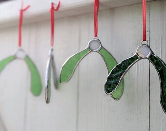 Handmade Stained Glass Kissing Mistletoe Christmas Decorations - Etsy UK