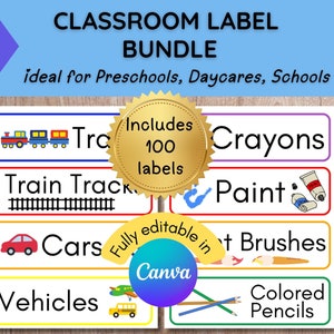 Classroom Supply Labels, Daycare Labels, Cleaning Labels, Toy Bin ...