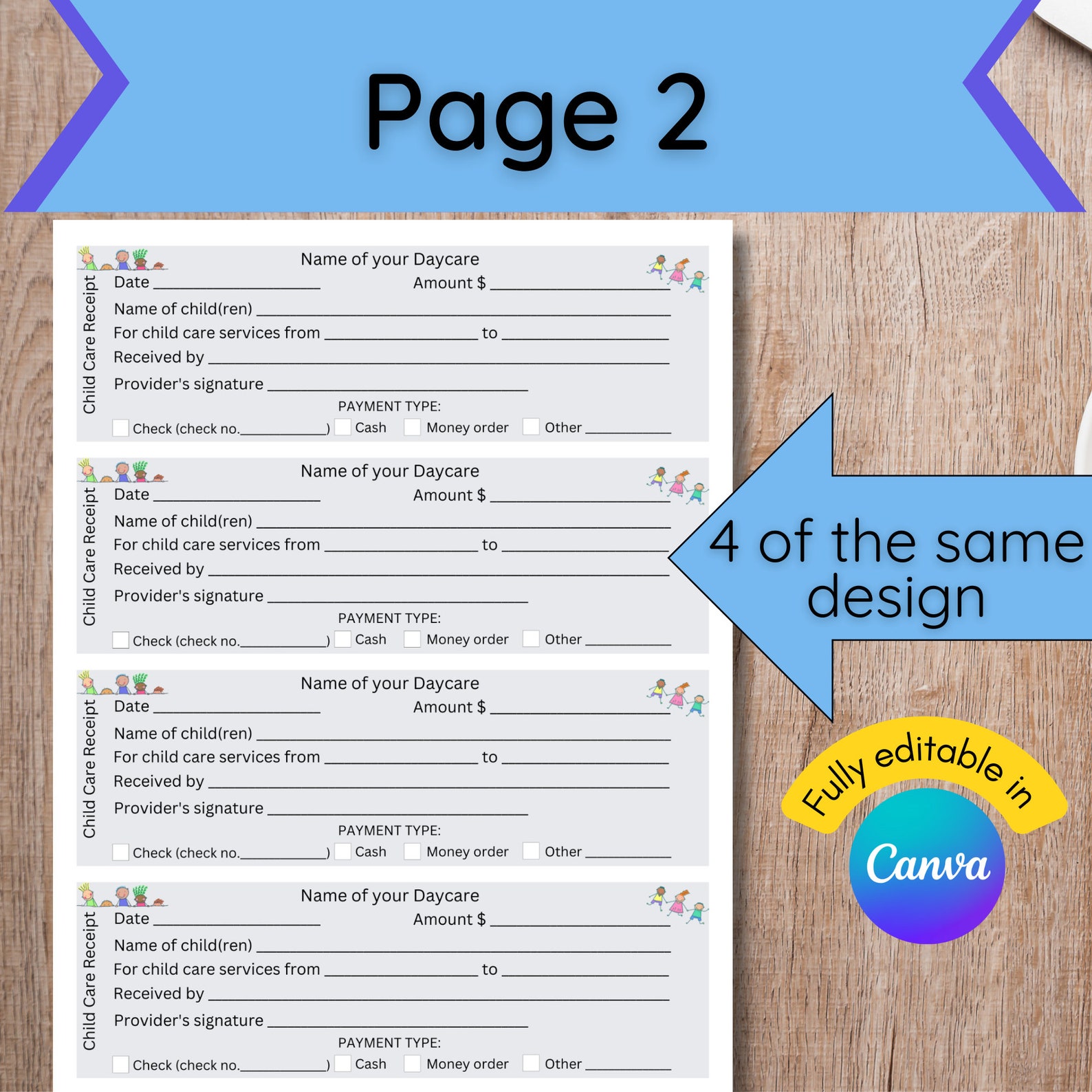 Daycare Receipt Bundle, Childcare Receipt, Printable Receipt for Child ...