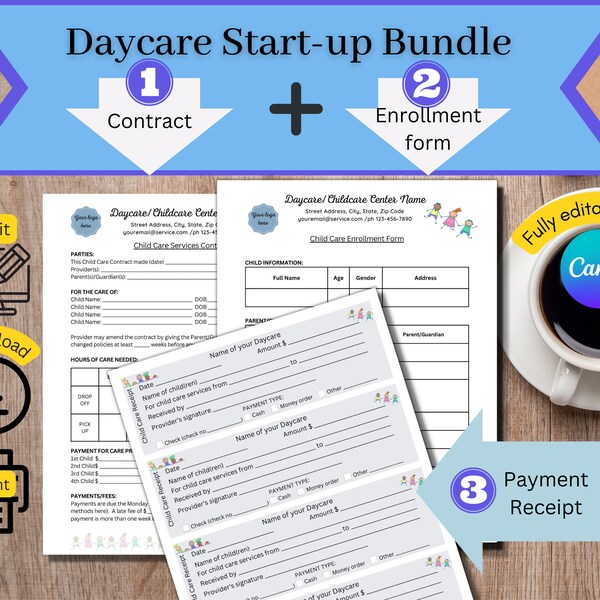 Daycare Receipt, Childcare Receipt, Printable Receipt for Child Care ...
