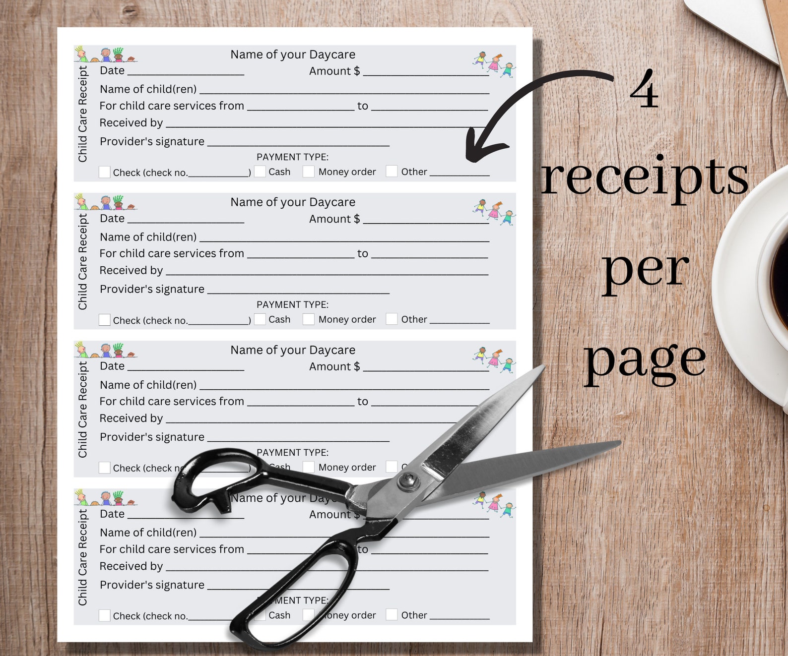 Daycare Receipt, Childcare Receipt, Printable Receipt for Child Care ...
