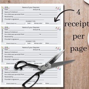 Daycare Receipt, Childcare Receipt, Printable Receipt for Child Care ...