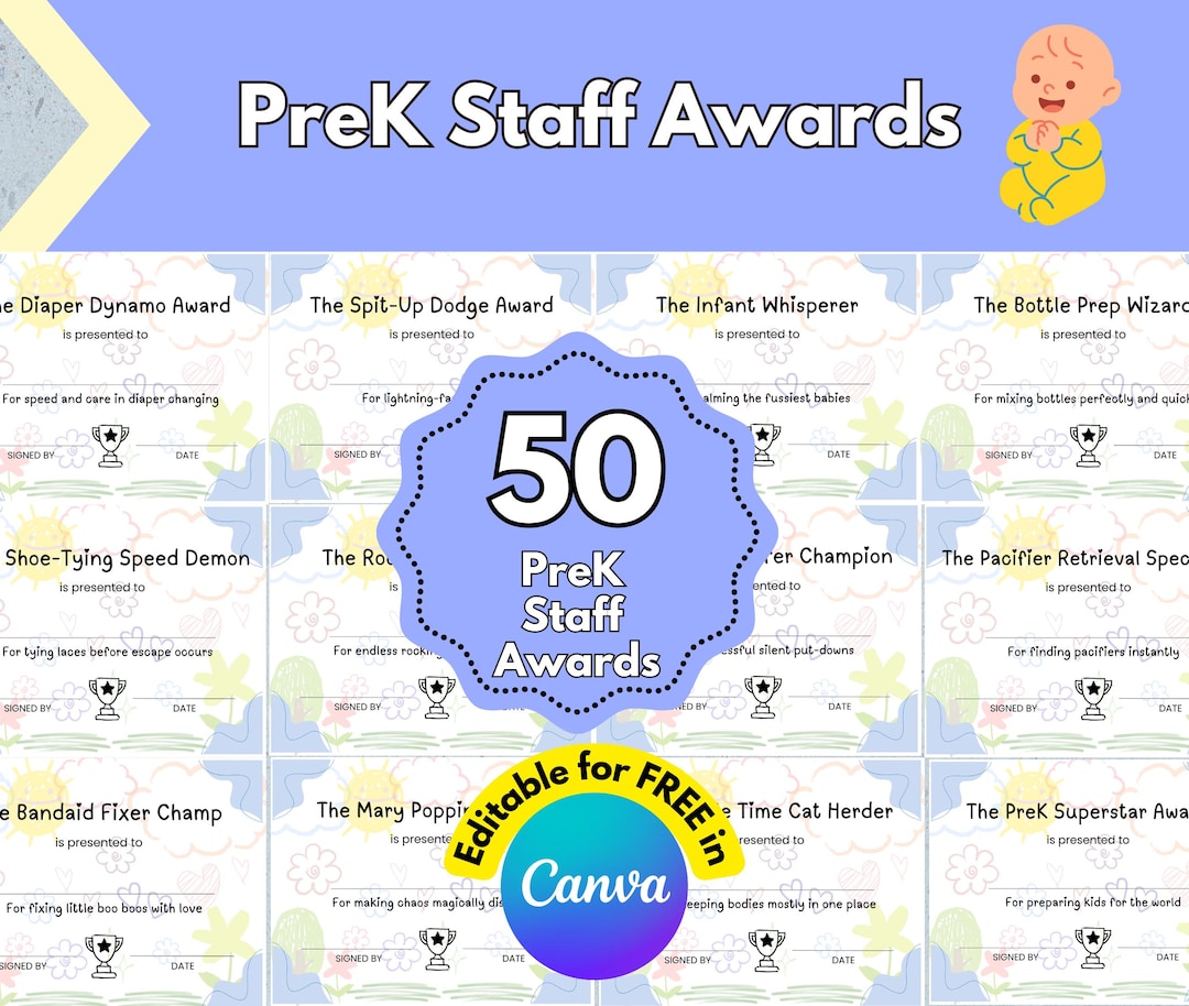 50 Pre-k Staff Appreciation Awards & Certificates, Funny Teacher Awards ...