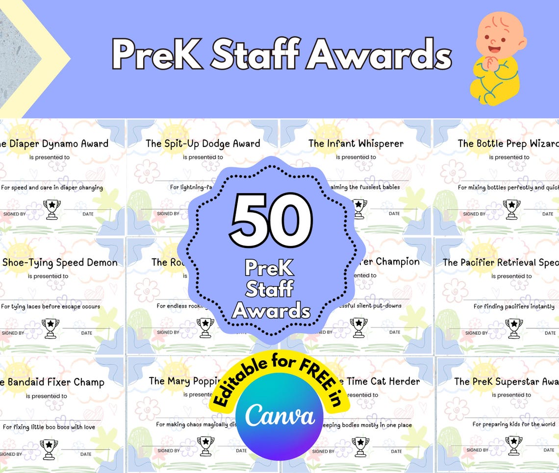 50 Pre-k Staff Appreciation Awards & Certificates, Funny Teacher Awards ...