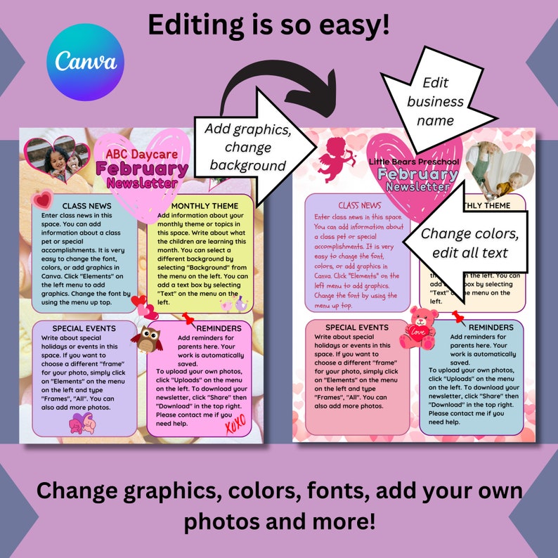 Editable February Classroom Newsletter Template: Canva, 8.5x11 (digital ...