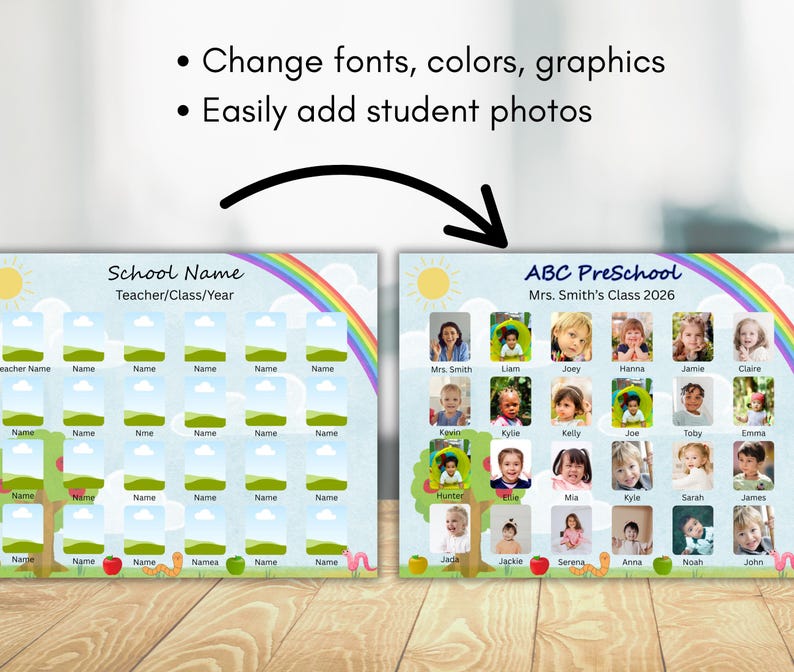 School Class Composite Template for CANVA, Kindergarten School Photo ...