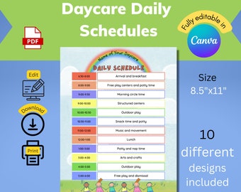 Daily Preschool/daycare Schedule Template EDITABLE - Etsy