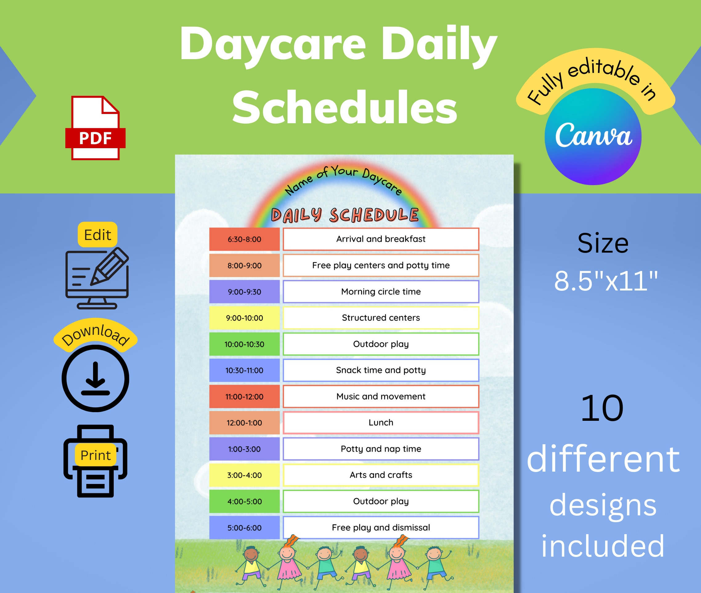 Editable Daycare Schedule Template: In-home Child Care (digital ...