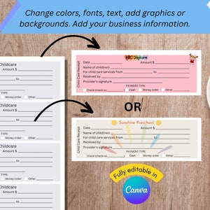 Child Care Services Receipt, Childcare Receipt, Daycare Receipt ...