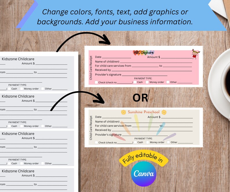 Child Care Services Receipt, Childcare Receipt, Daycare Receipt ...