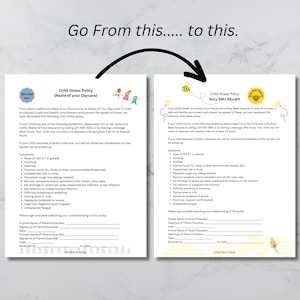 Daycare Sick Policy, Child Care Illness Policy, Sick Child Policy ...