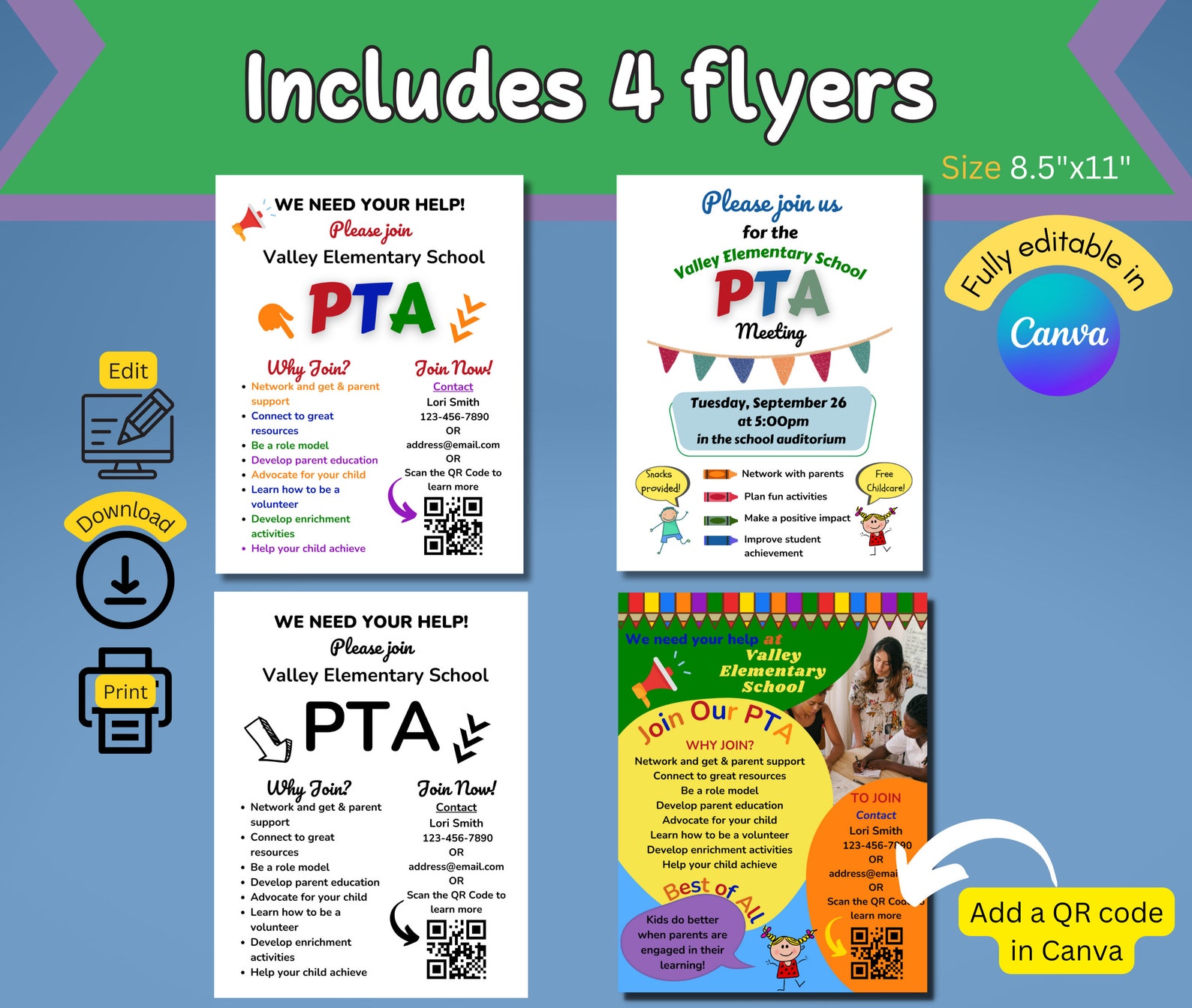 Editable PTA PTO Bundle, PTA Recruitment Flyers, Pta Calendars, Pta ...