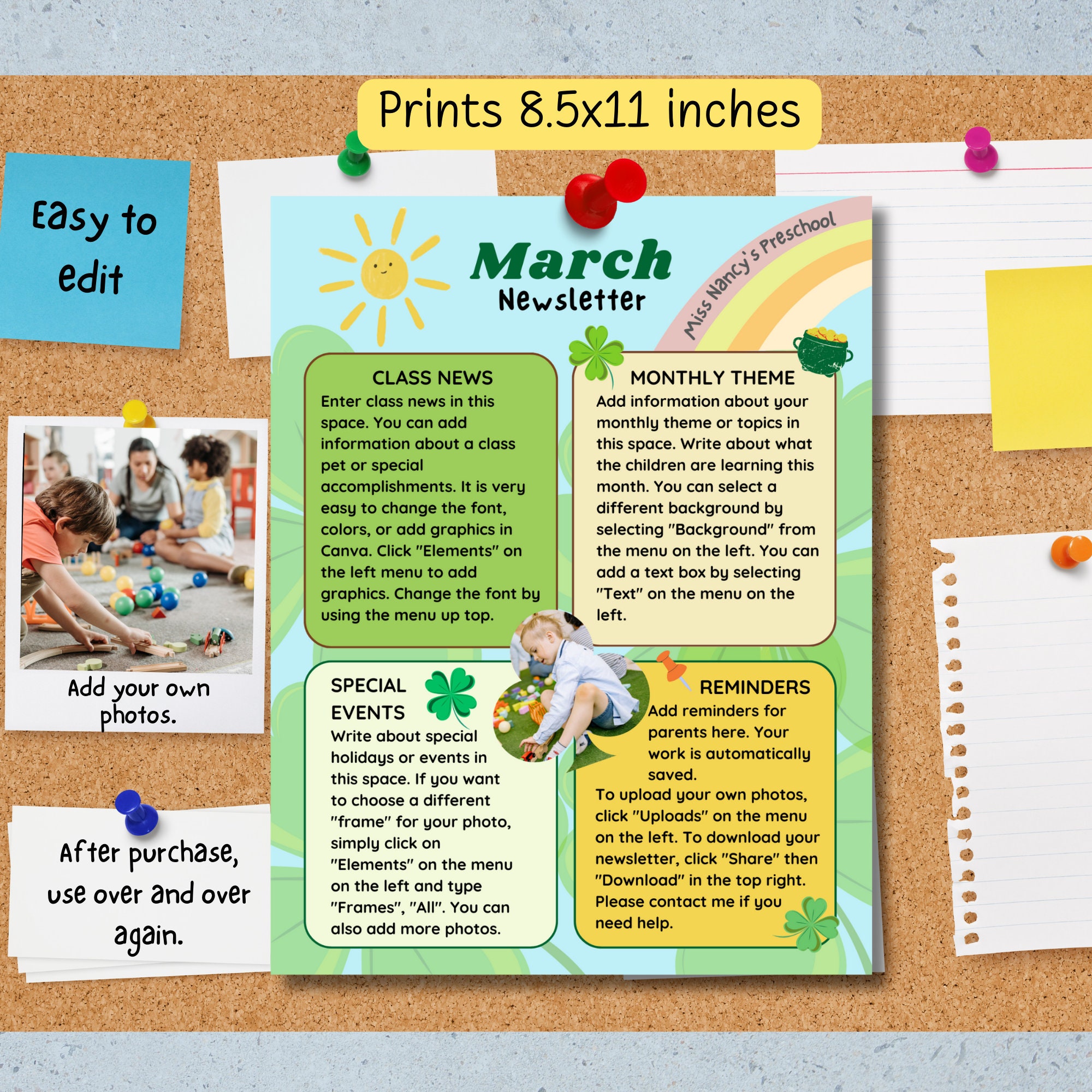 Editable Classroom Newsletter Template: March, Weekly (CANVA Digital ...