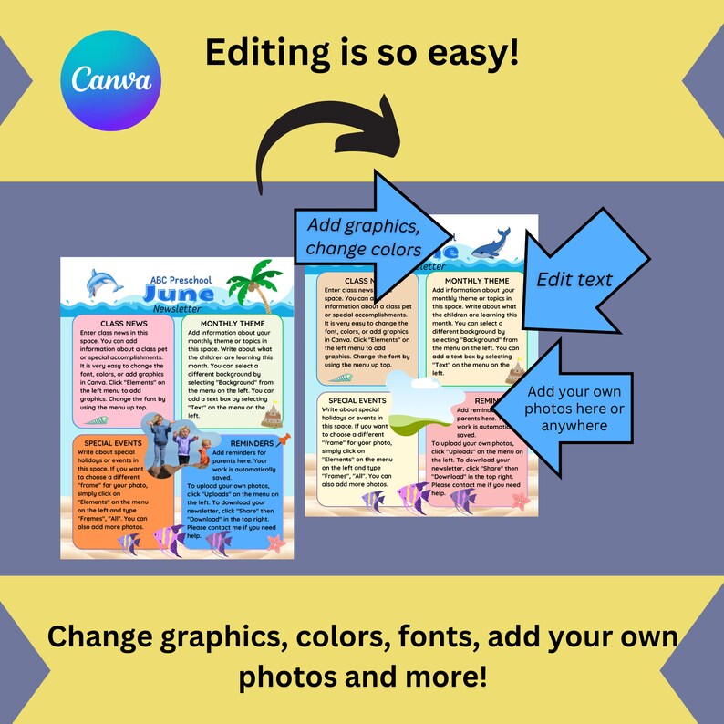 Editable June Classroom Newsletter Template: Canva, 8.5x11 (digital ...